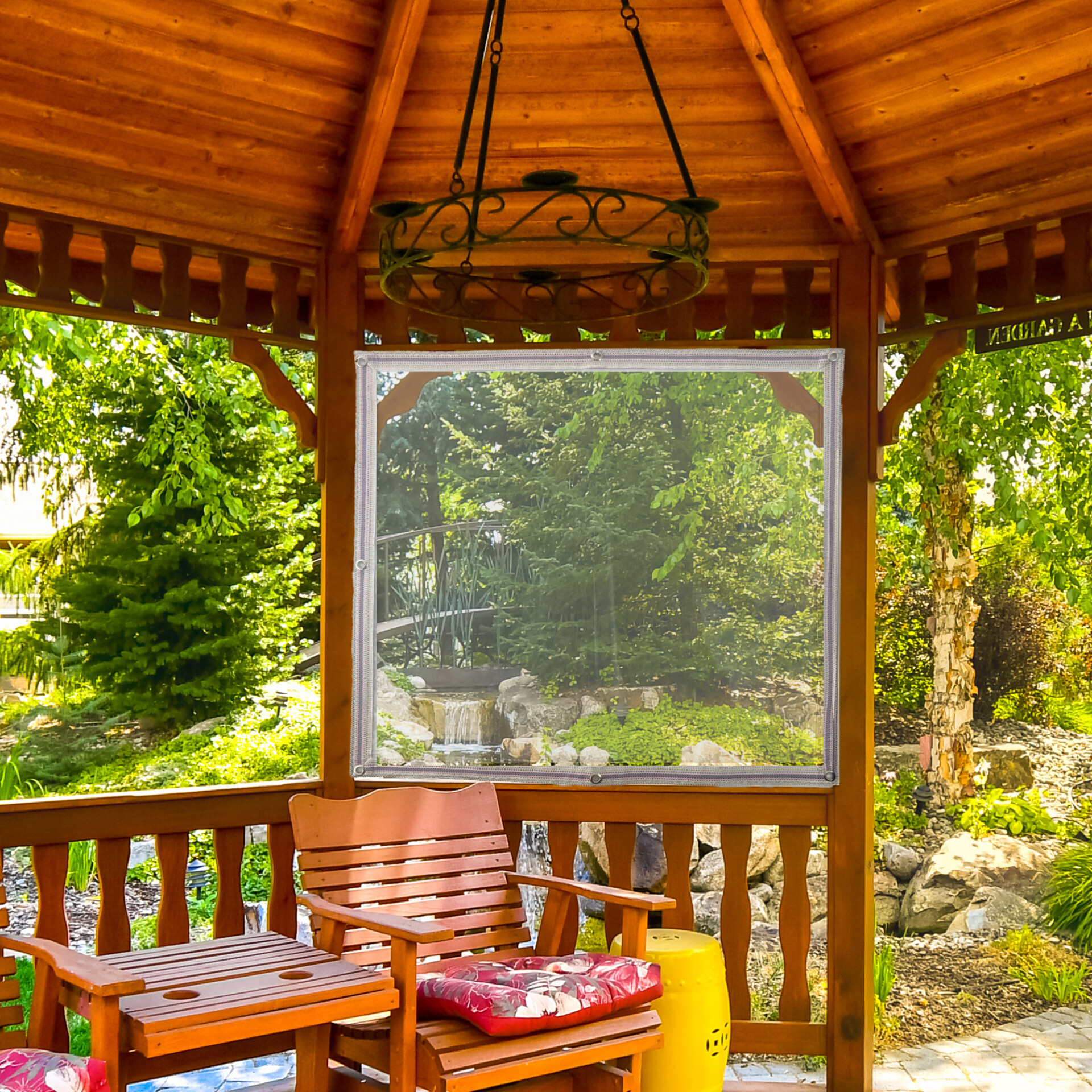 23.6 Mil / 600 Microns Clear PVC Tarp Curtain with Eyelets for Patios ...